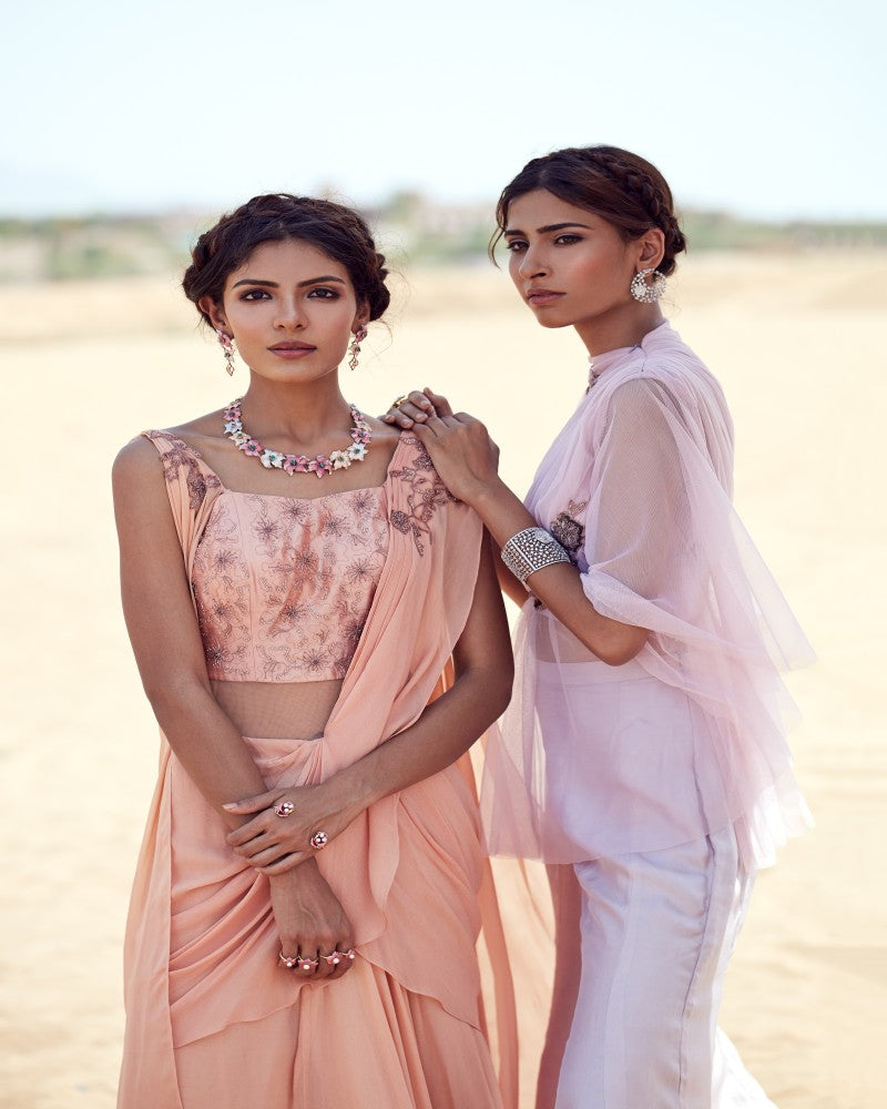 ONION PINK DRAPE CO ORD TOP AND PANT SAT – K.Anshika
